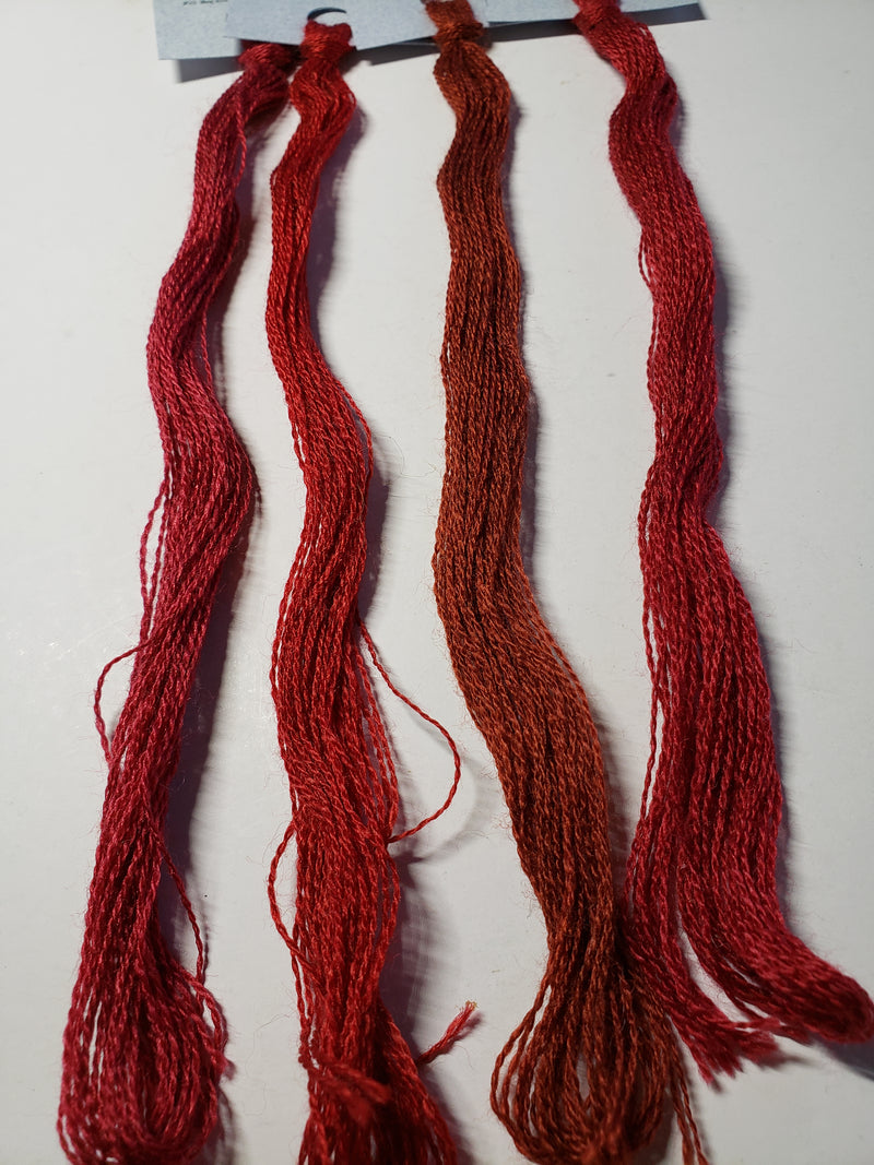 Hand Dyed Wool Thread Red Bundle - Gentle Art Wool Threads - 4 skeins ...
